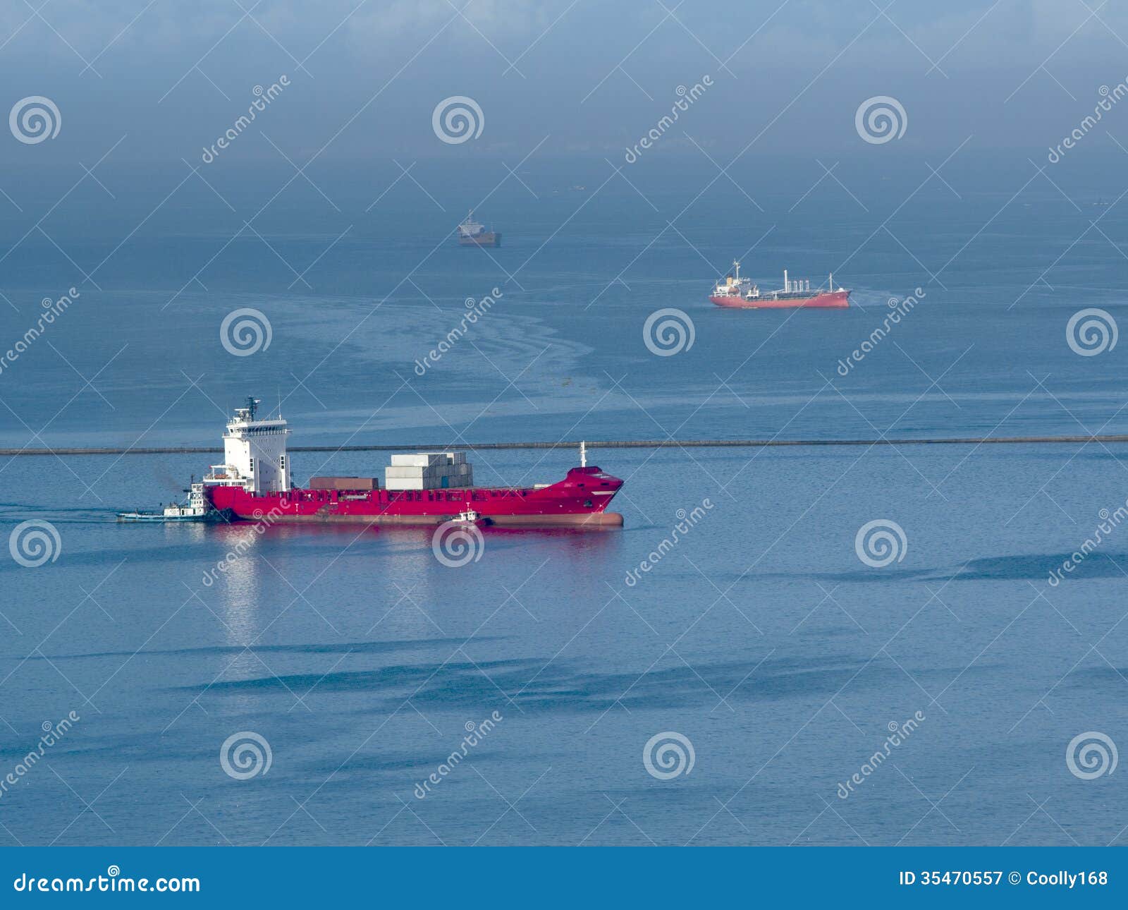 Big red ship in the sea stock image. Image of shipping - 35470557