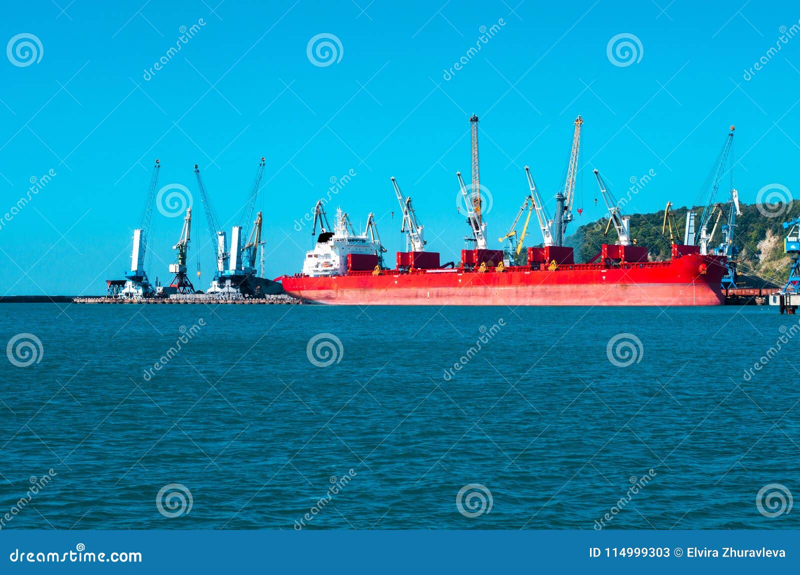 Big Red Ship on a Shipyard Background Stock Image - Image of marine ...
