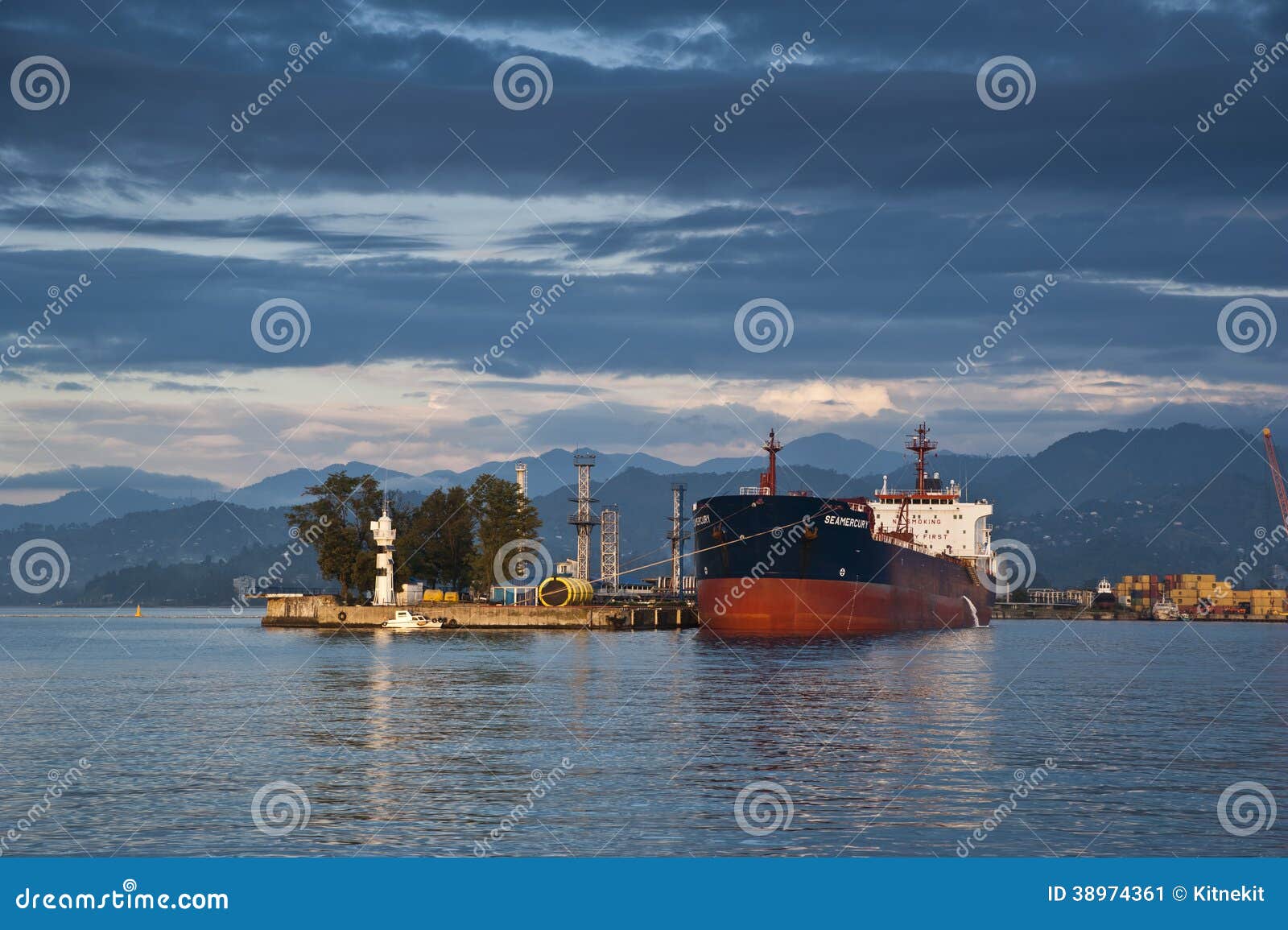 Big red ship stock image. Image of boat, batumi, cloud - 38974361