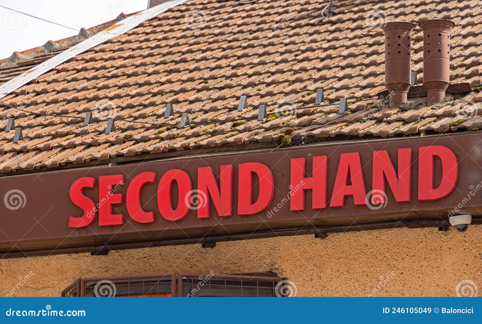 Second Hand Sign stock image. Image of store, facade - 246105049