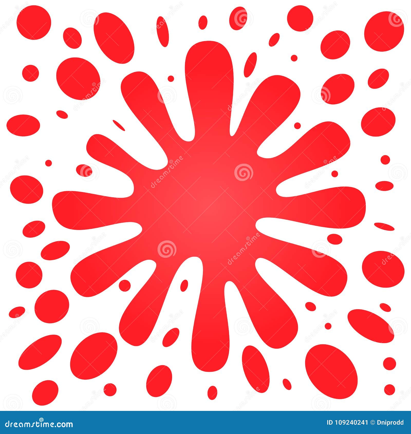 Big Red Splash with Lots of Small Splashes on a White Background Stock ...