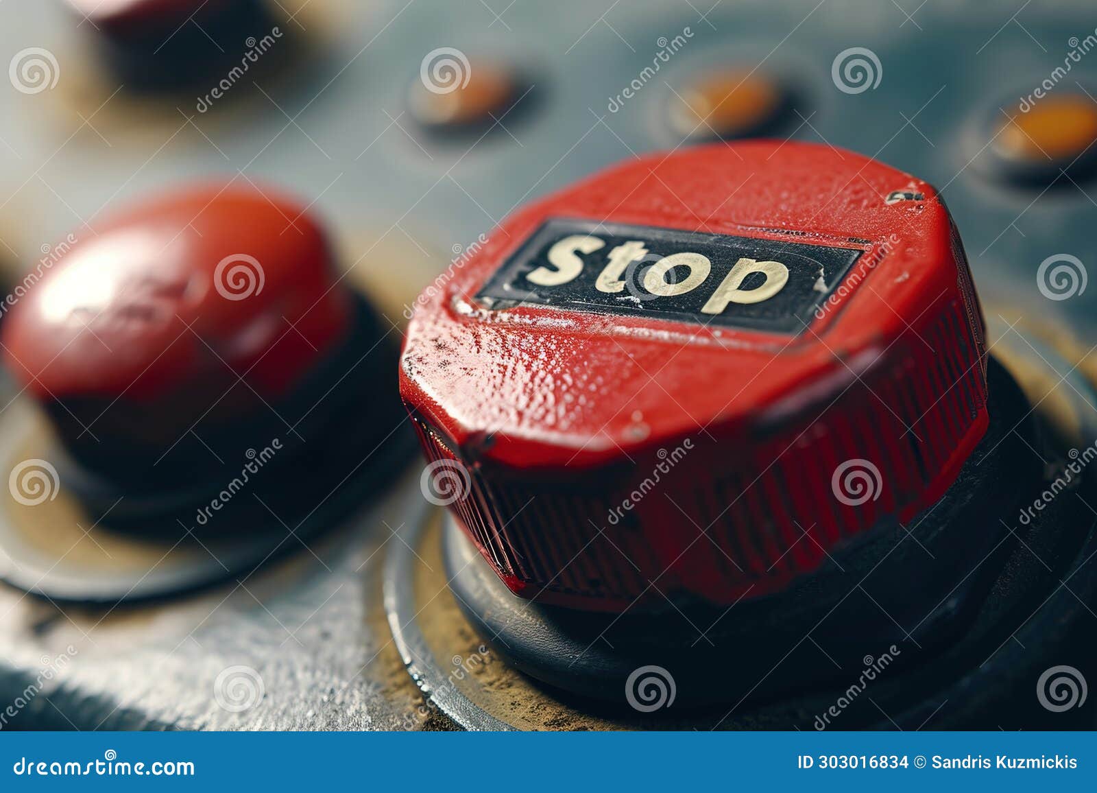 Big Red Stop Button. Generative AI Stock Photo - Image of authority ...