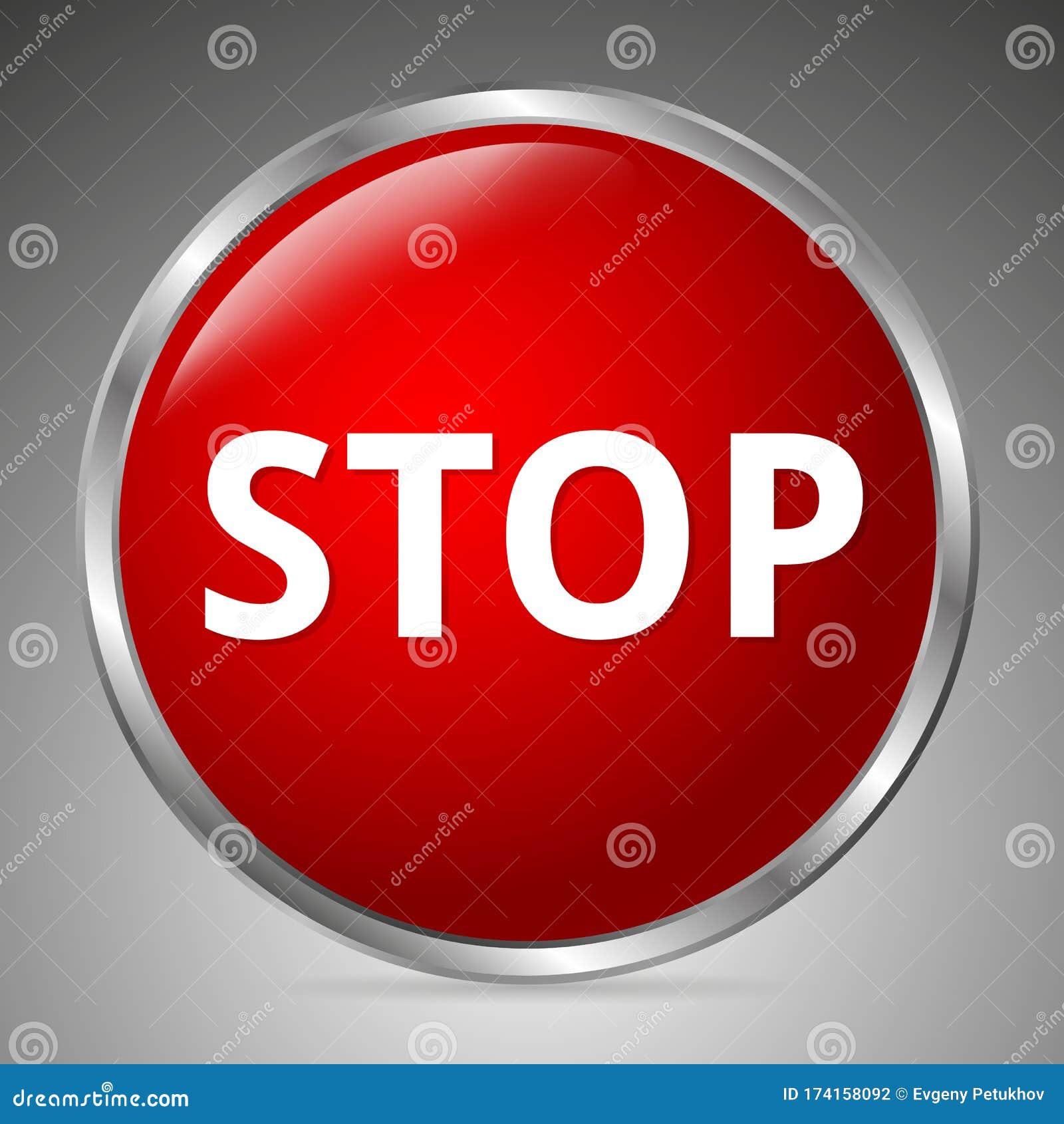 Big Red Stop Button on a Gray Background. 3D Style Stock Vector ...