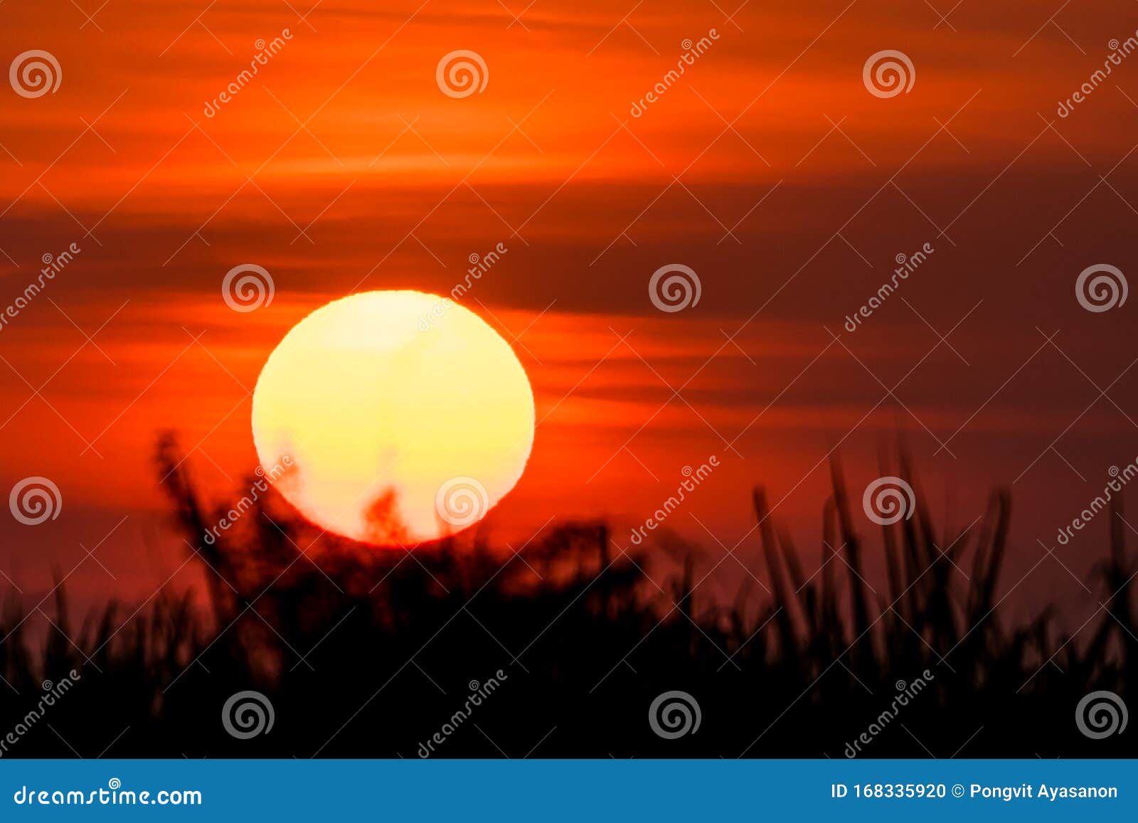 Big Red Sun is about To Set in the Evening. the Sky is Red Stock Photo ...