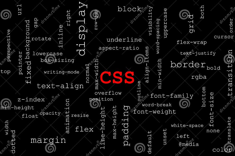 Big Red Title CSS in the Middle with Many Different CSS Properties Stock Illustration ...