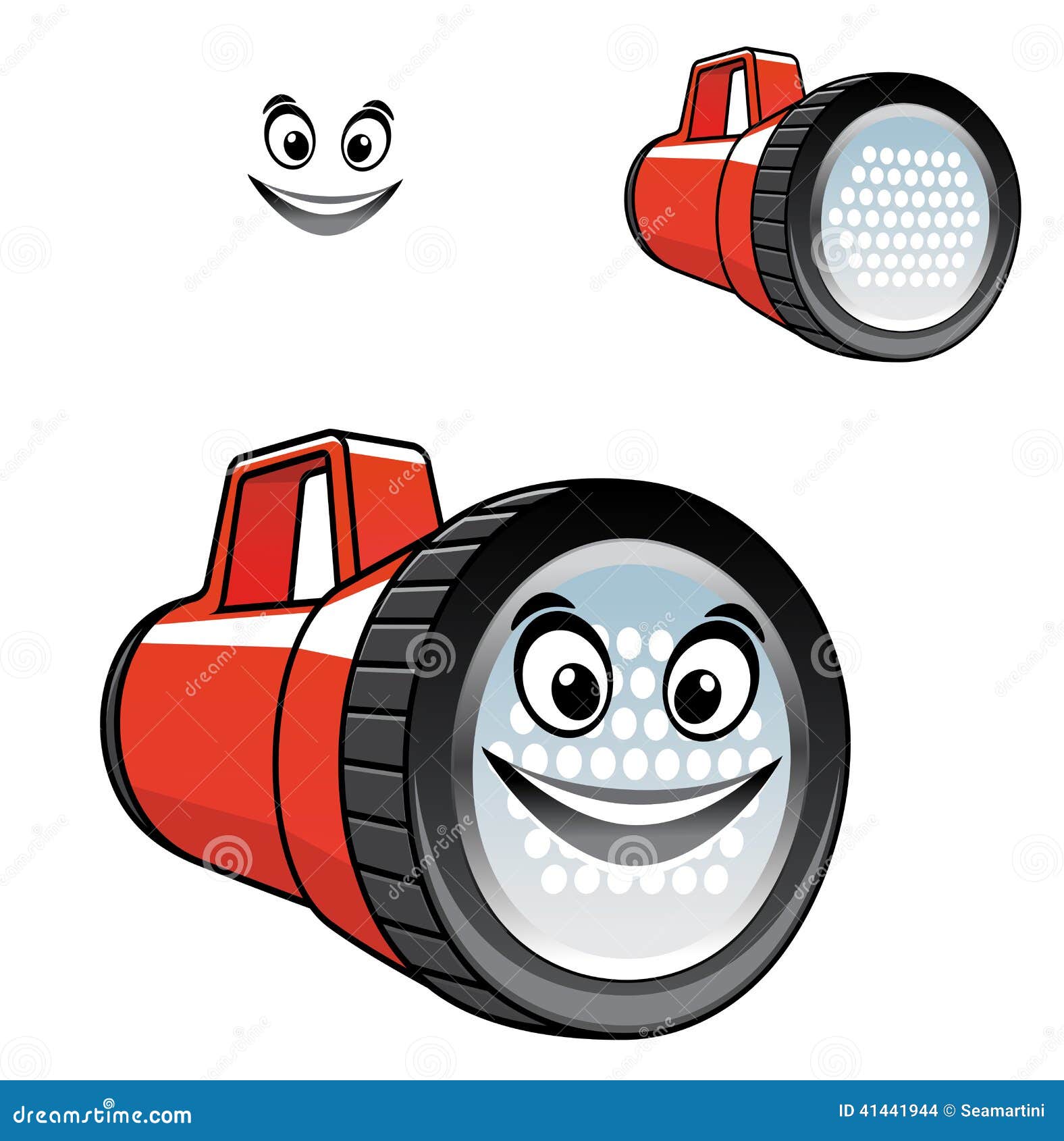 Big Red Torch or Flashlight with a Happy Smile Stock Vector ...