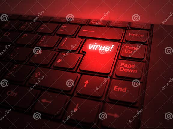 Big red VIRUS! button stock image. Image of notebook, button - 8344719