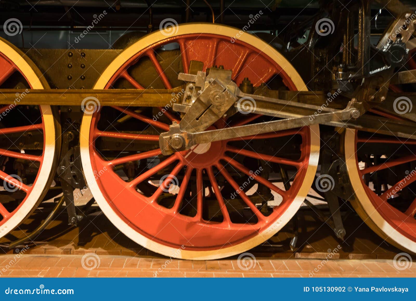 Big Red Wheels of the Retro Train Stock Photo - Image of iron ...