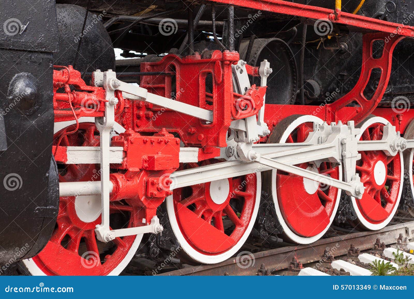 Big Red Wheels of Vintage Old Steam Engine Stock Image - Image of ...