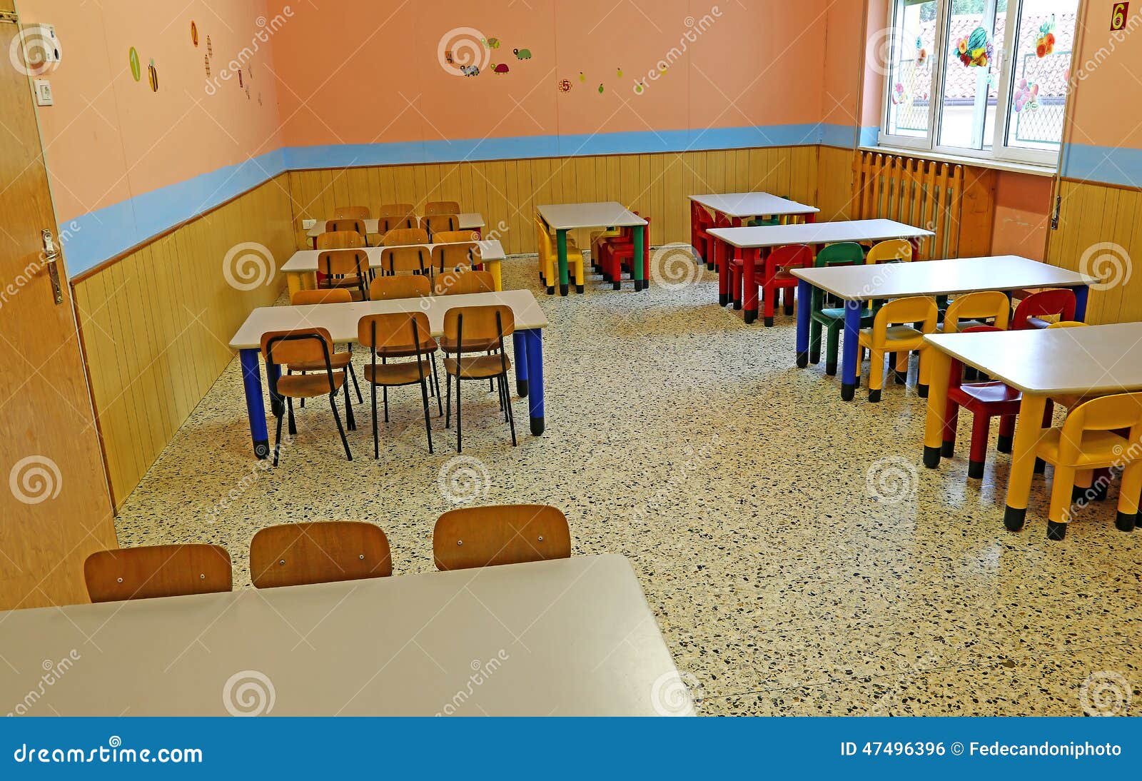 Big Refectory of the School Canteen before Lunch Break Stock Photo ...