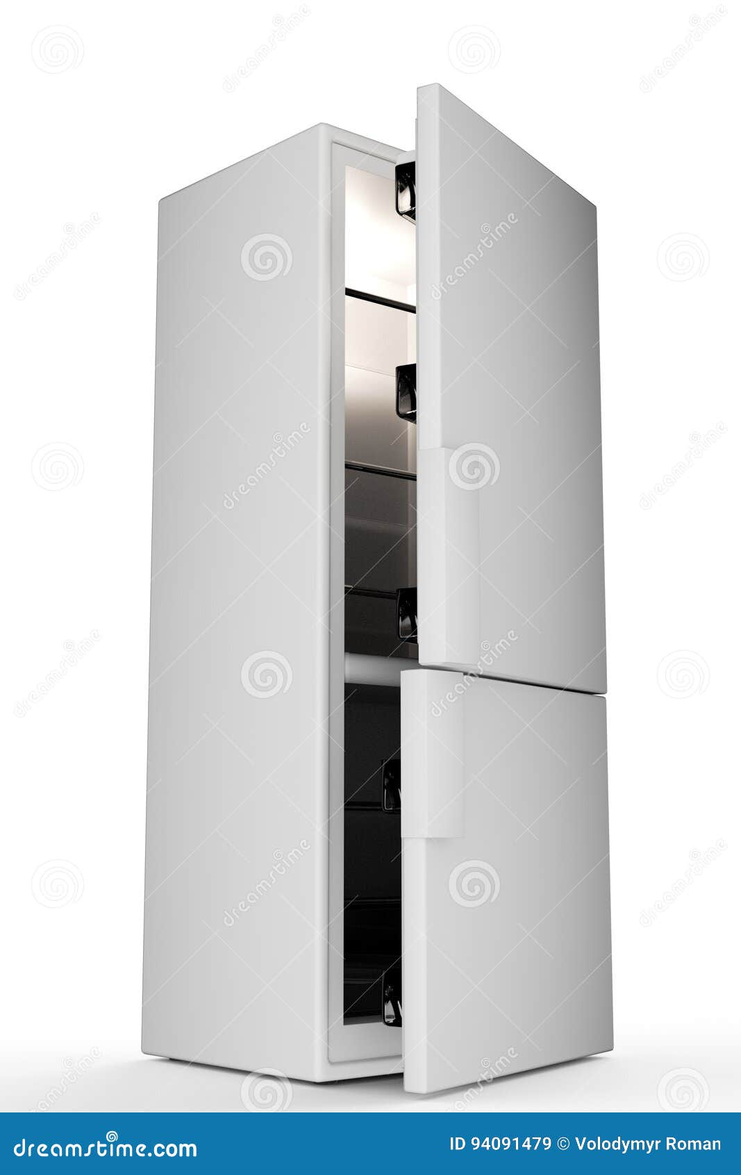 Big Refrigerator Isolated on White Stock Image - Image of silver, metal ...