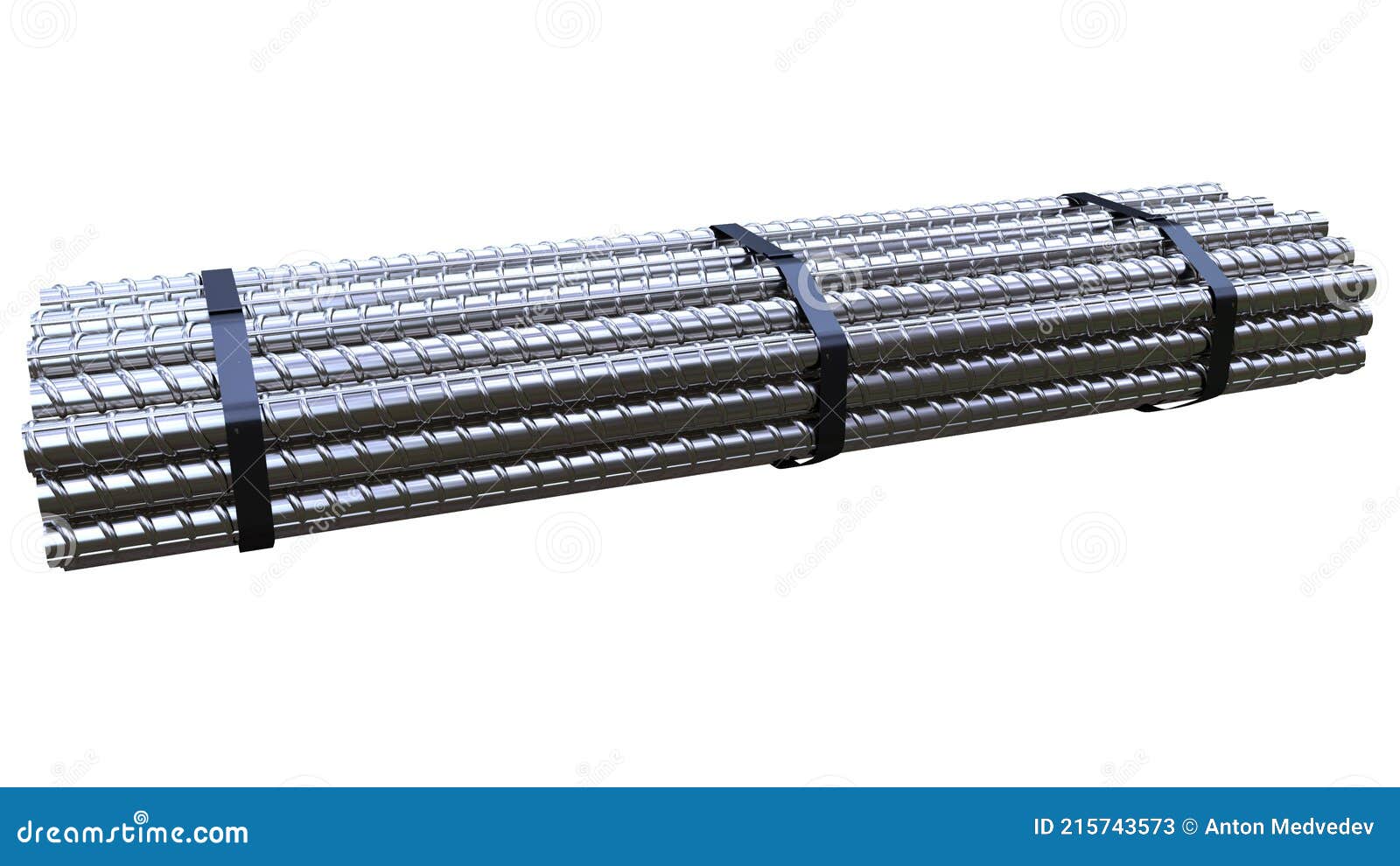 Big Reinforcing Steel Pack - Isolated Computer Generated Industrial 3D ...