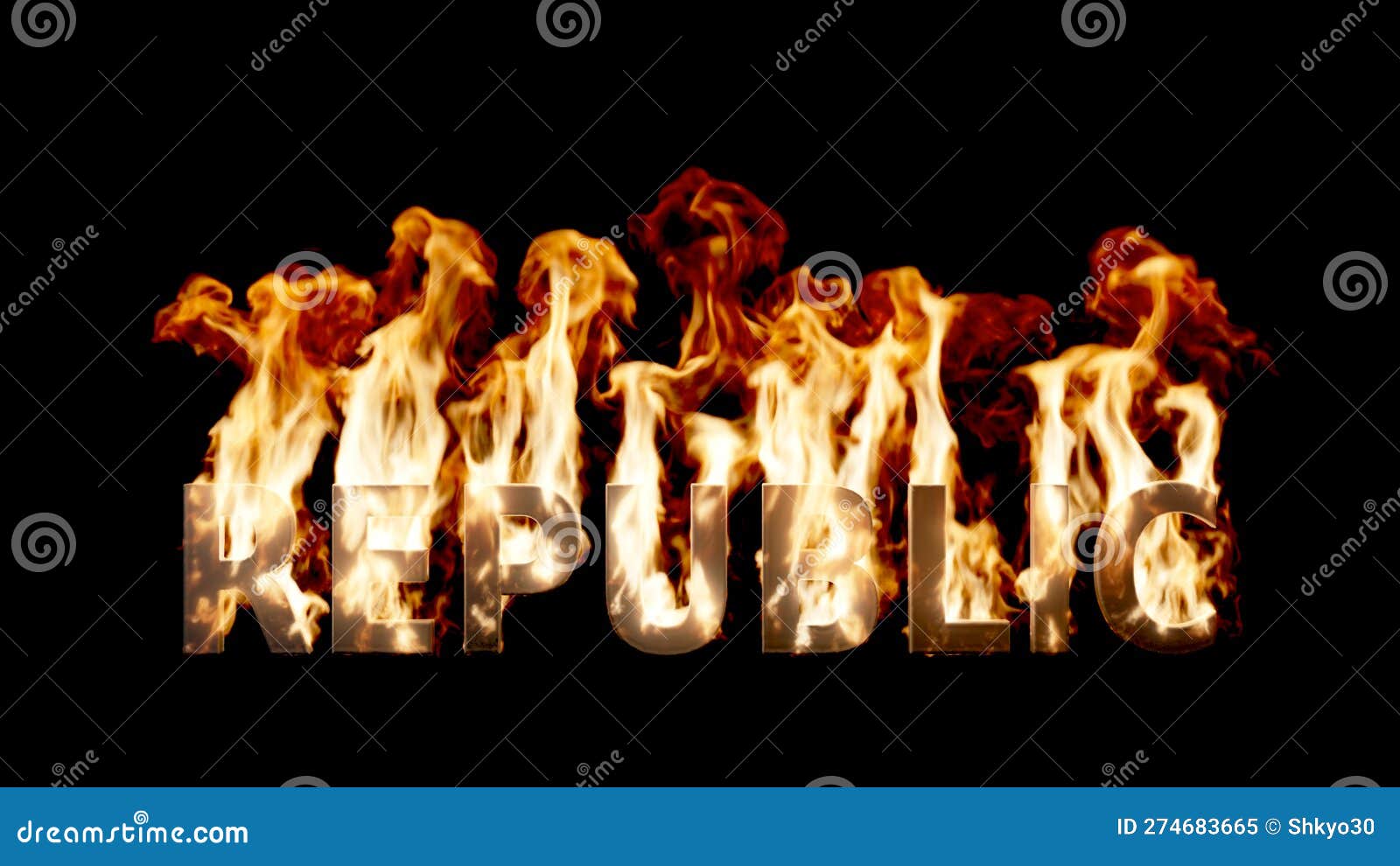 Big Republic Word with Medium Fire on Black Stock Illustration ...