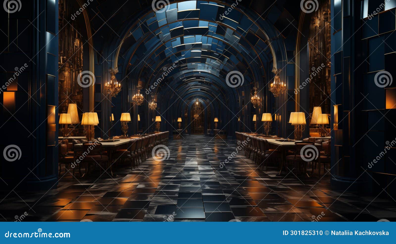 Big Restaurant with Hallway Stock Illustration - Illustration of ...