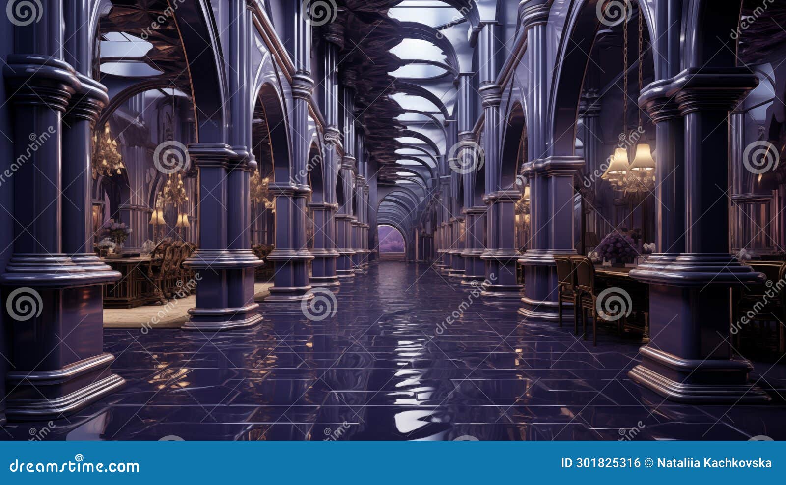 Big Restaurant with Hallway Stock Illustration - Illustration of ...