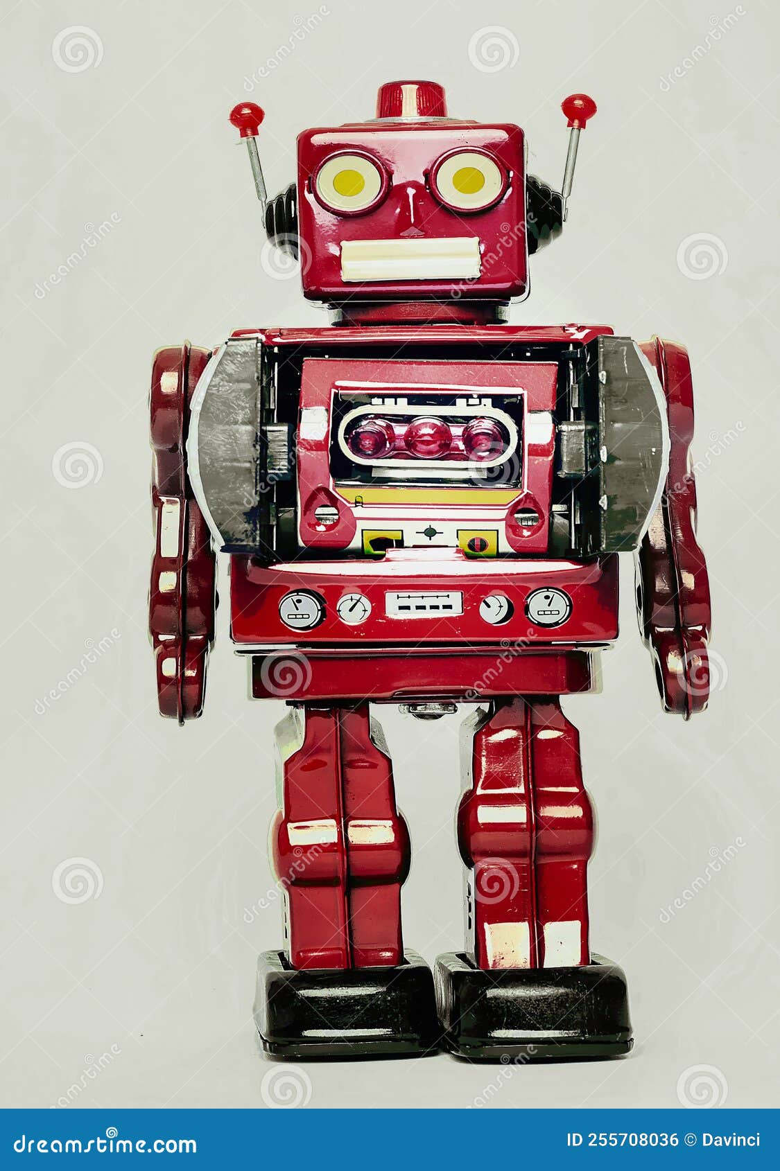 Big Retro Red Robot Standing Stock Photo - Image of interact, concept ...