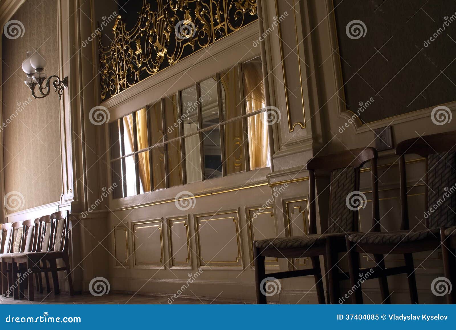 Big Rich Hall with Mirror Window Stock Image - Image of grate, door ...