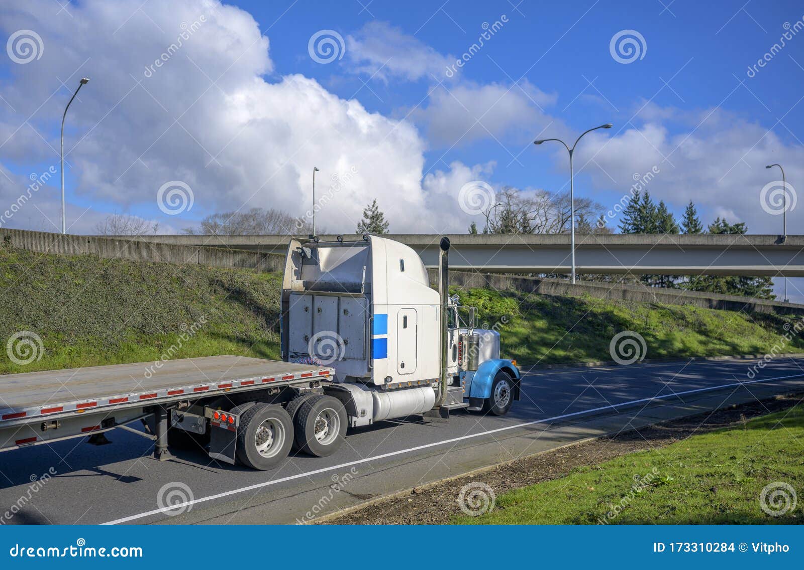 Big Rig Classic High Cab Semi Truck with Storage Boxes on the Back Side ...