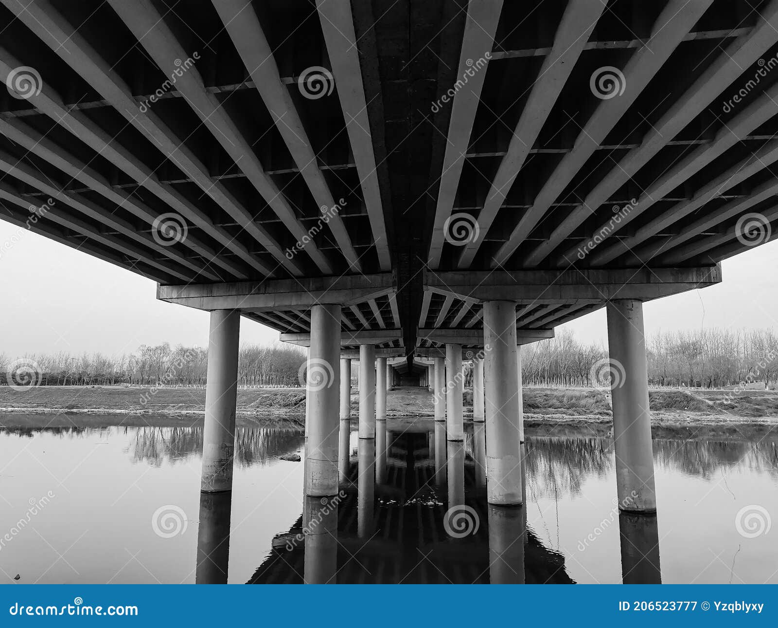 Big River Bridge Underside Bottom View with Support Stock Image - Image ...