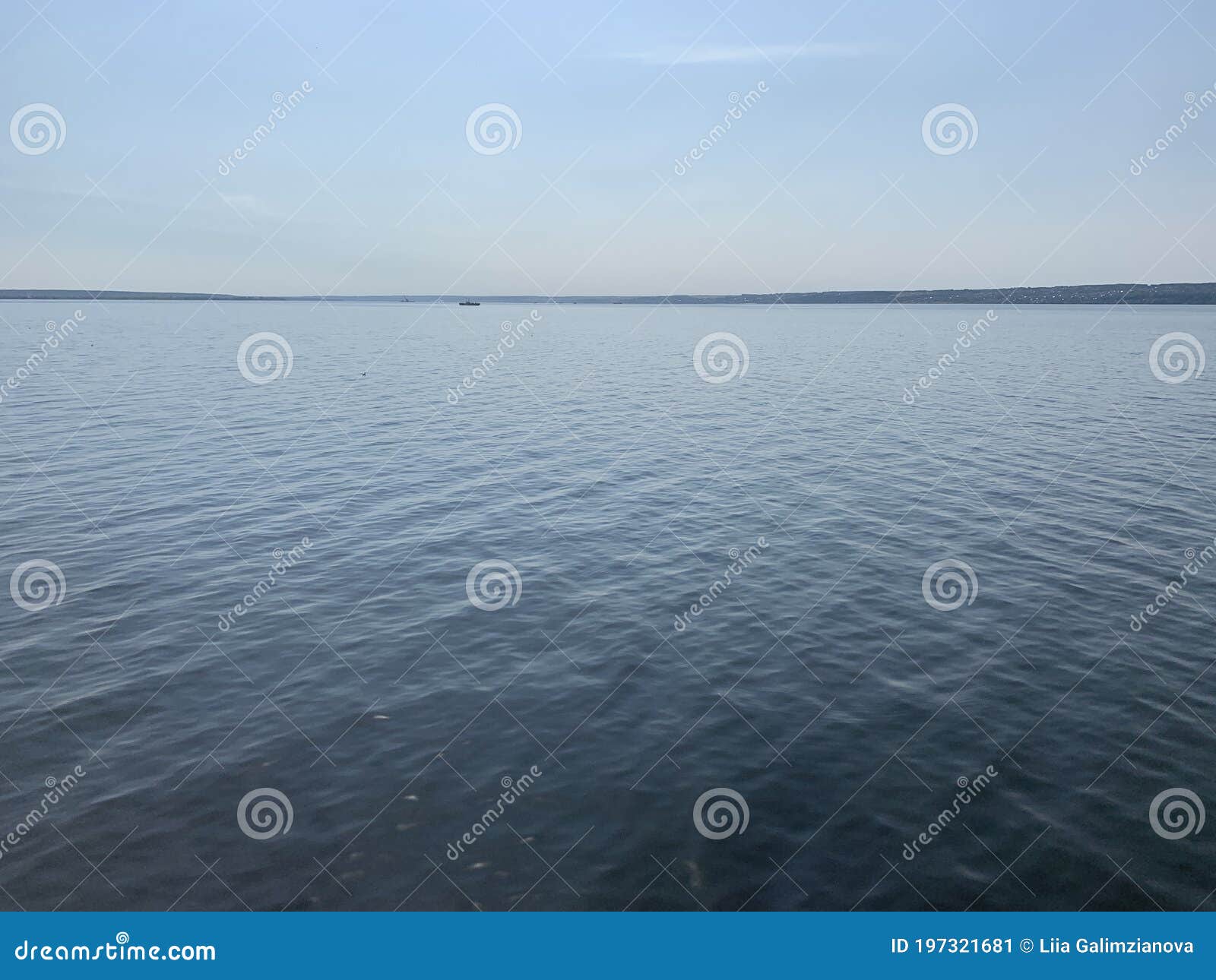 Big river and distant land stock image. Image of nature - 197321681