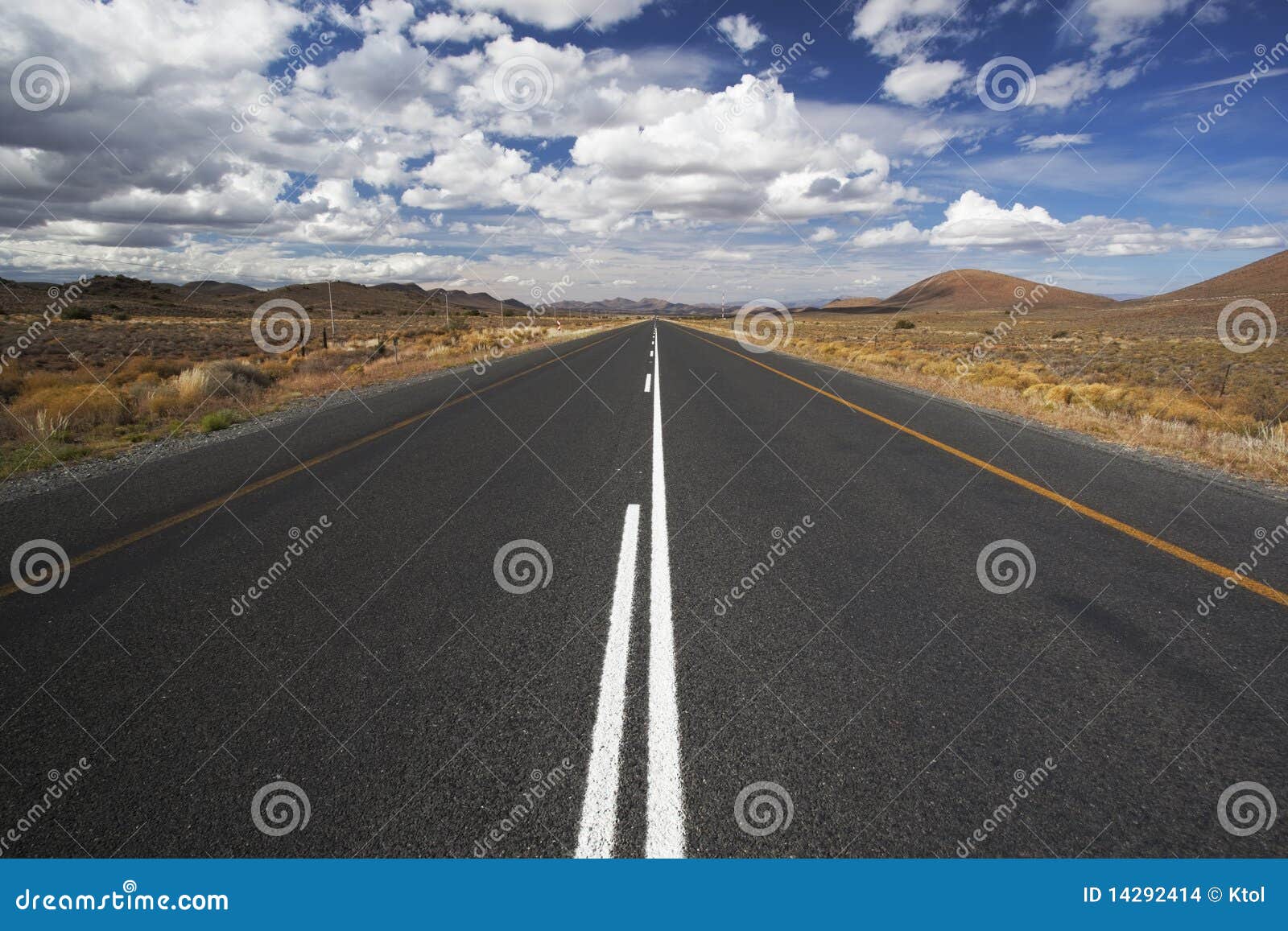 Big Road stock photo. Image of road, bush, rocks, clouds - 14292414