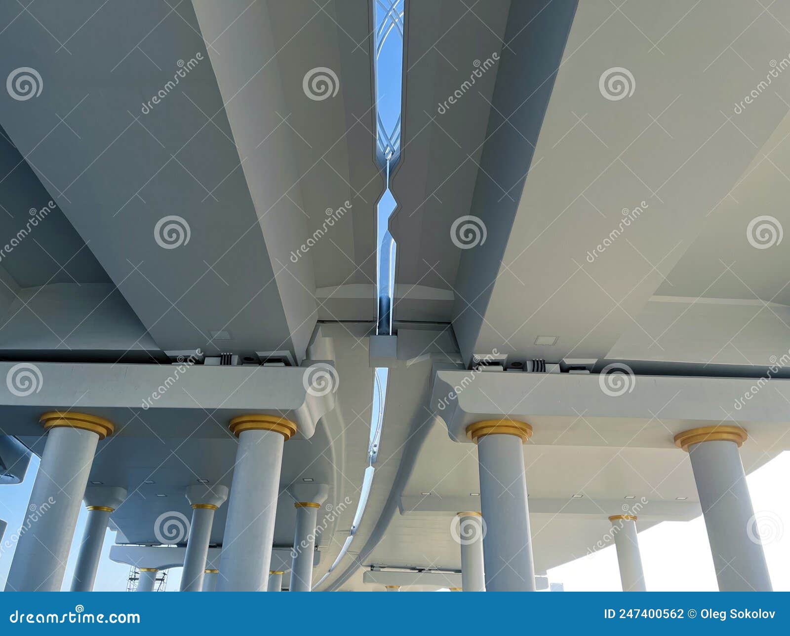 Big Road Bridge with Columns Bottom View Stock Photo - Image of bridge ...