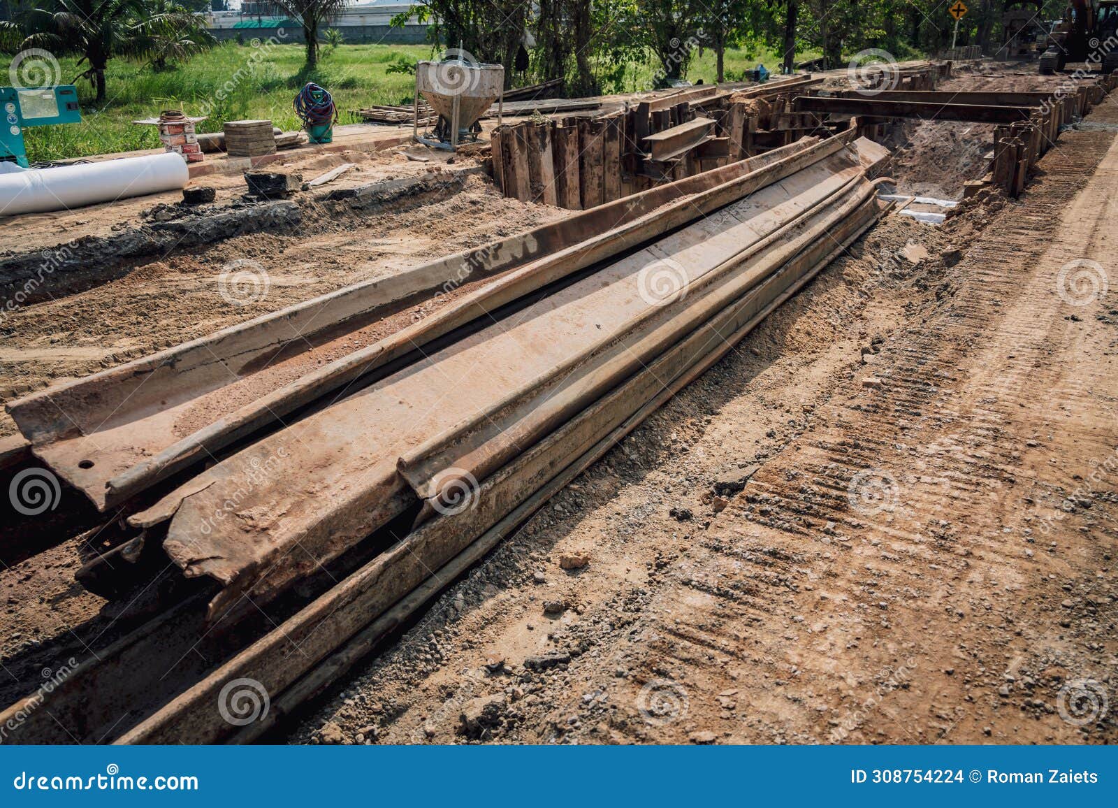 Big Road Construction Site with Special Machinery in the Construction ...
