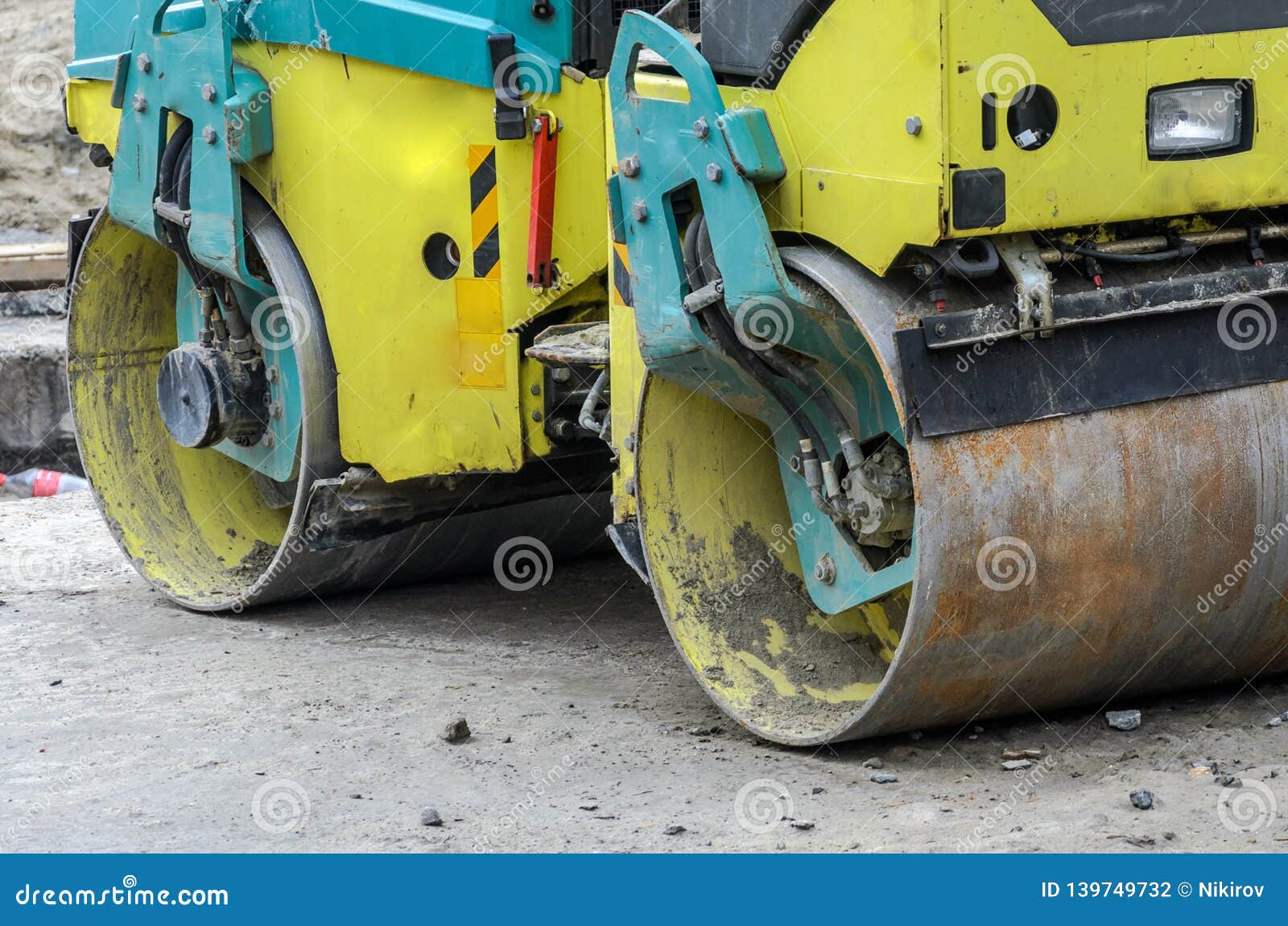 Big Road Roller on the Construction Site Stock Photo - Image of machine ...