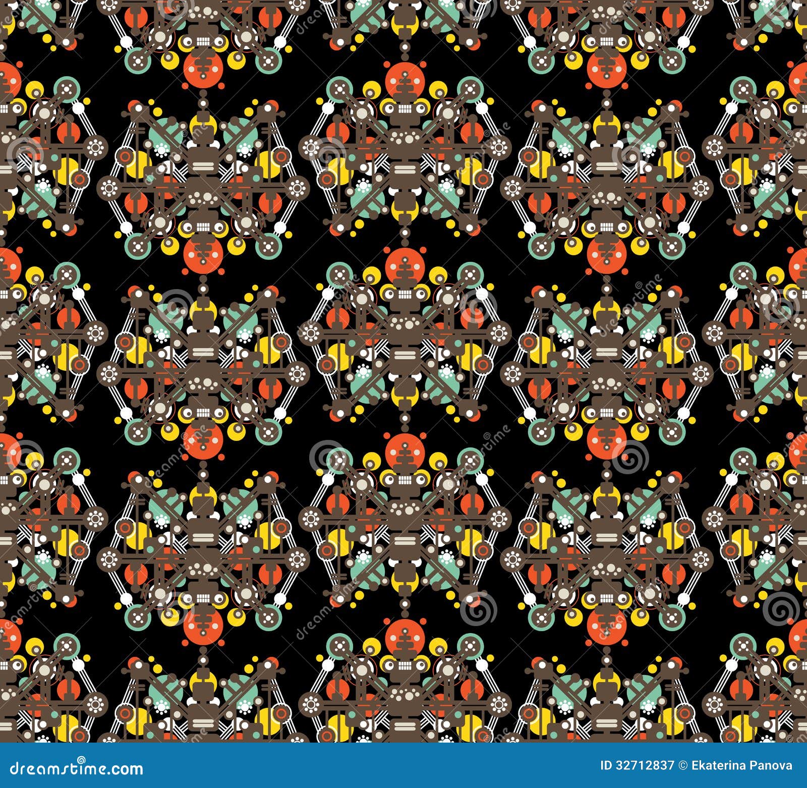 Big Robots Seamless Pattern in Black. Stock Vector - Illustration of ...