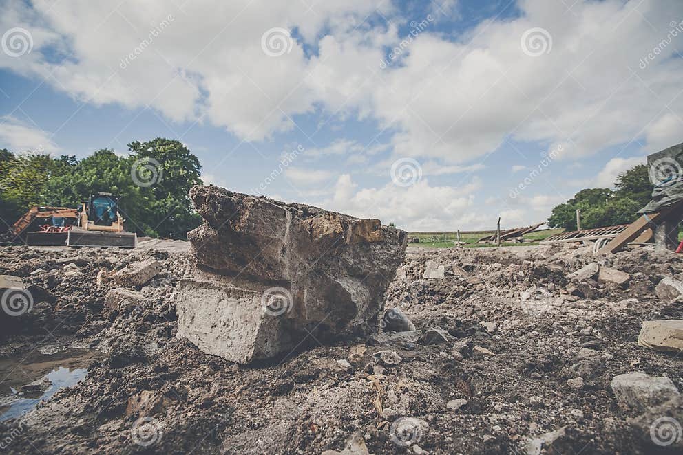 Big Rock at a Construction Site Stock Photo - Image of dirt, landscape ...