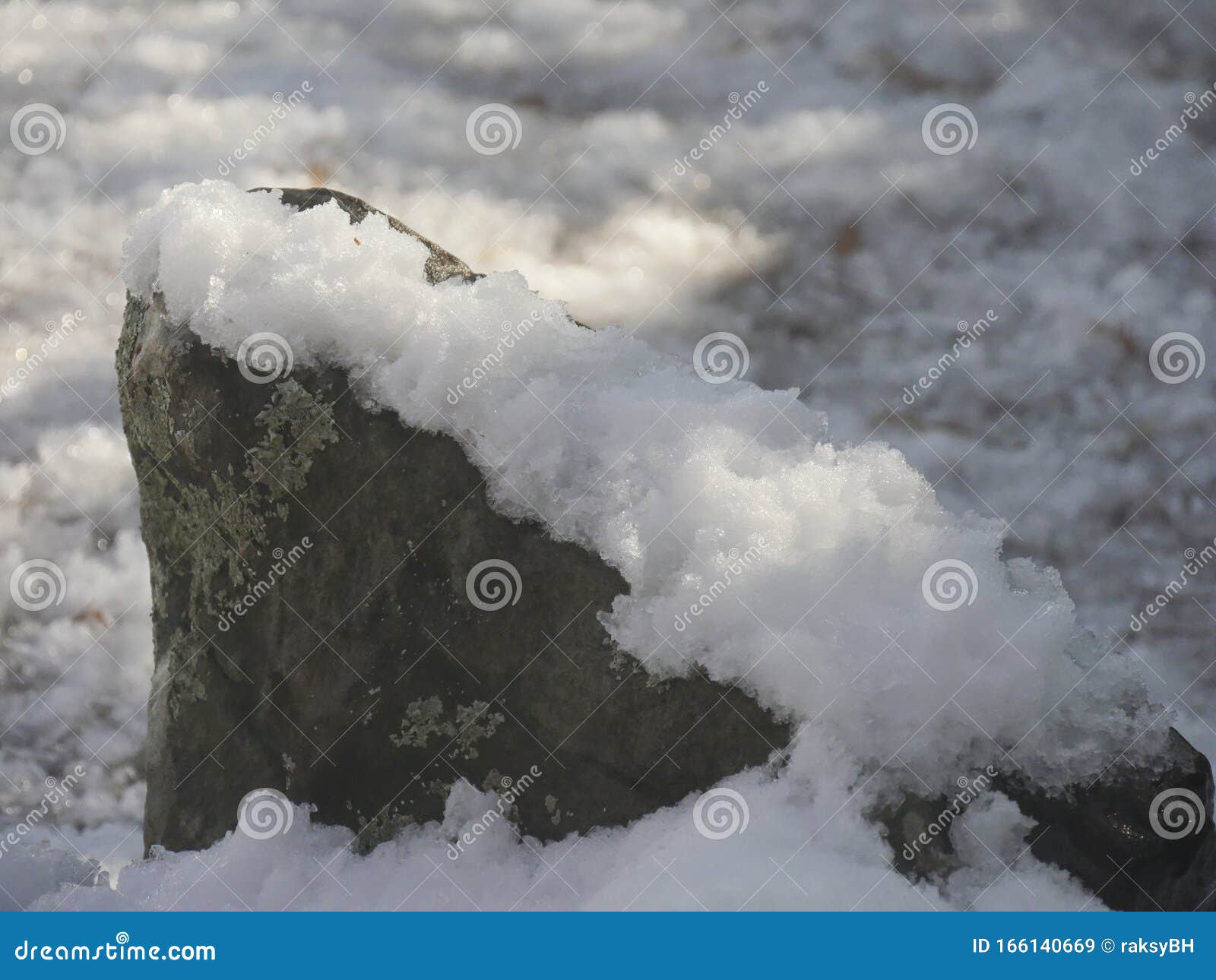 Rock Covered with a Layer of Snow Stock Image - Image of cold, nature ...