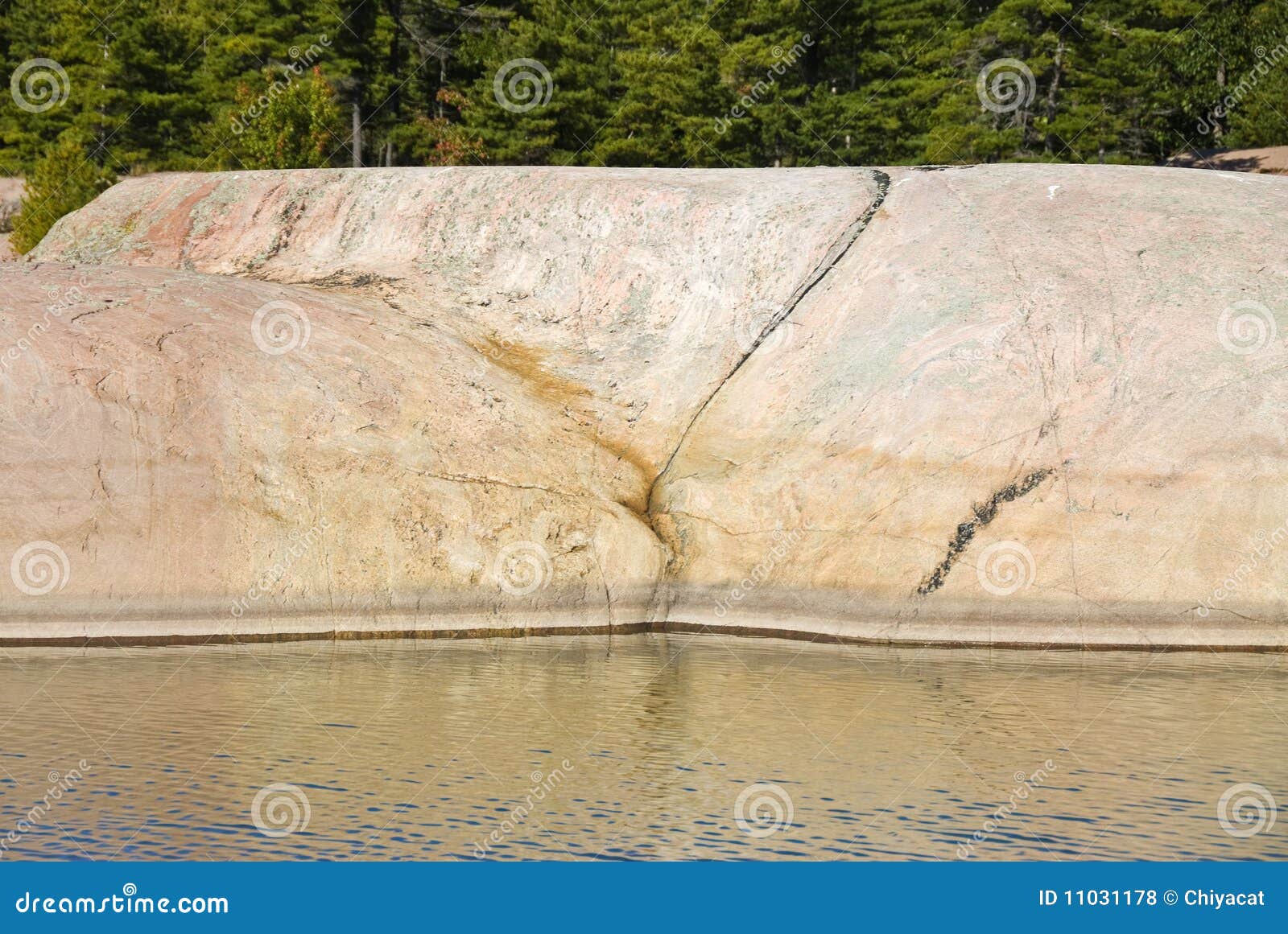 Big Rock and Evergreen Trees Stock Photo - Image of geological, green ...