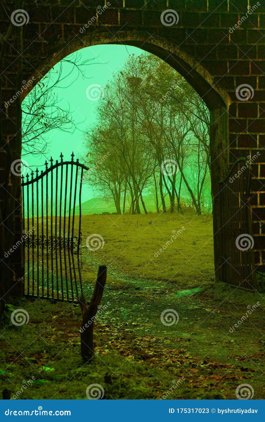 Big Rock Gate in a Park stock image. Image of rusted - 175317023