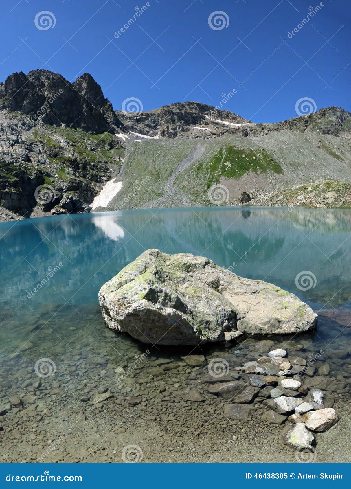 Big rock in the lake stock image. Image of mountain, journey - 46438305
