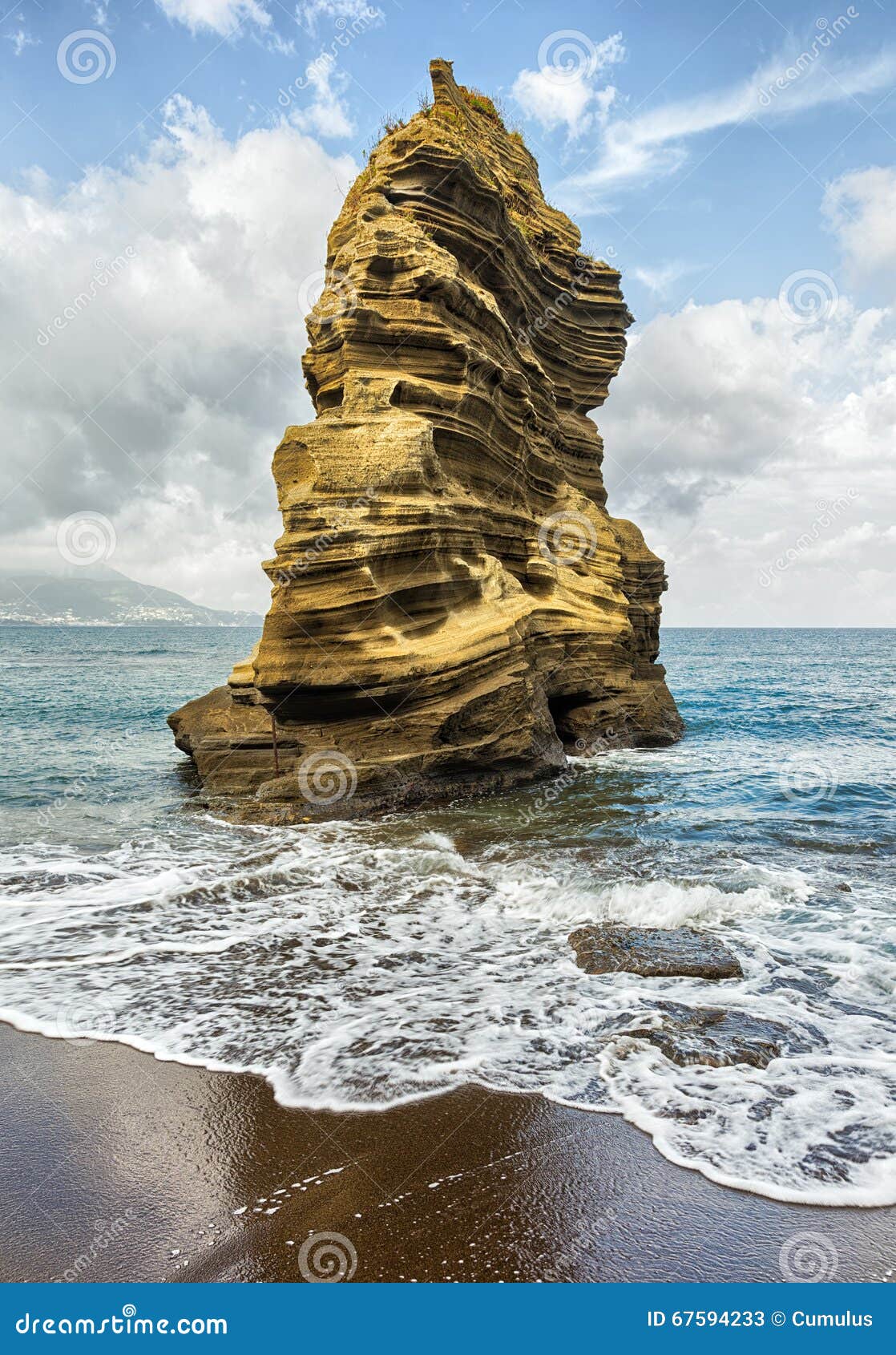 Big rock in the ocean. stock image. Image of mediterranean - 67594233