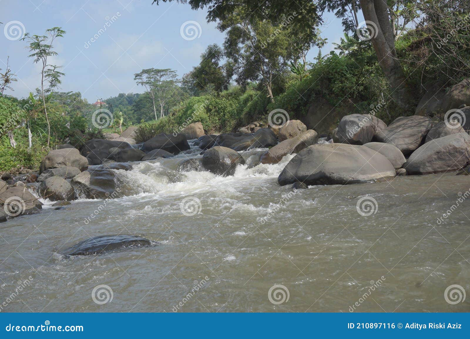 Big Rock on the River with a Natural Background Stock Photo - Image of ...