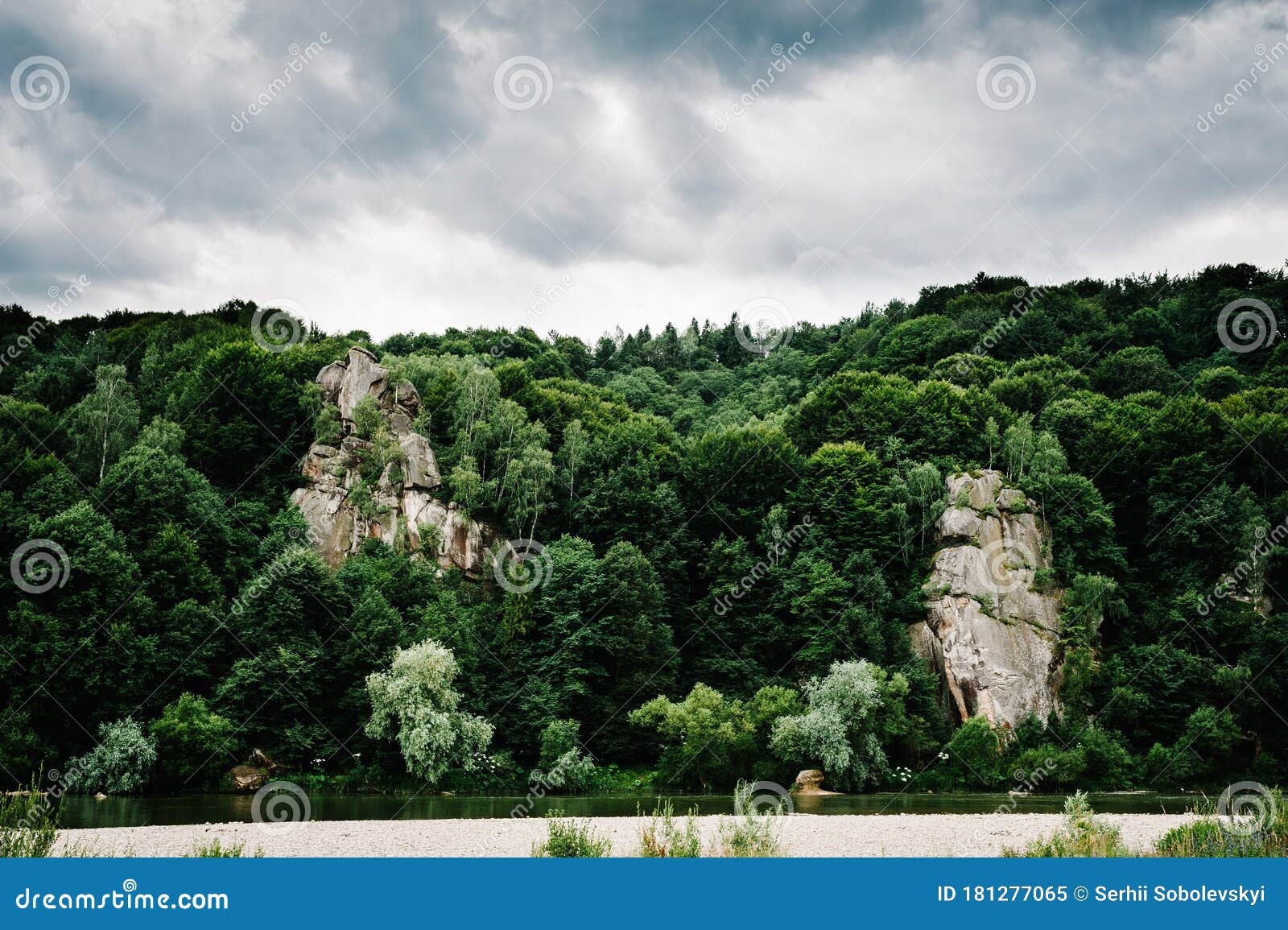 Big Rock. River with Rocks Flows Towards Mountains. Mountain Fast ... Big Rock. River with Rocks Flows Towards Mountains. Mountain Fast ...