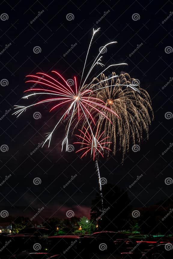 Giant Rocket Fireworks Exploding at Night Stock Image - Image of july ...