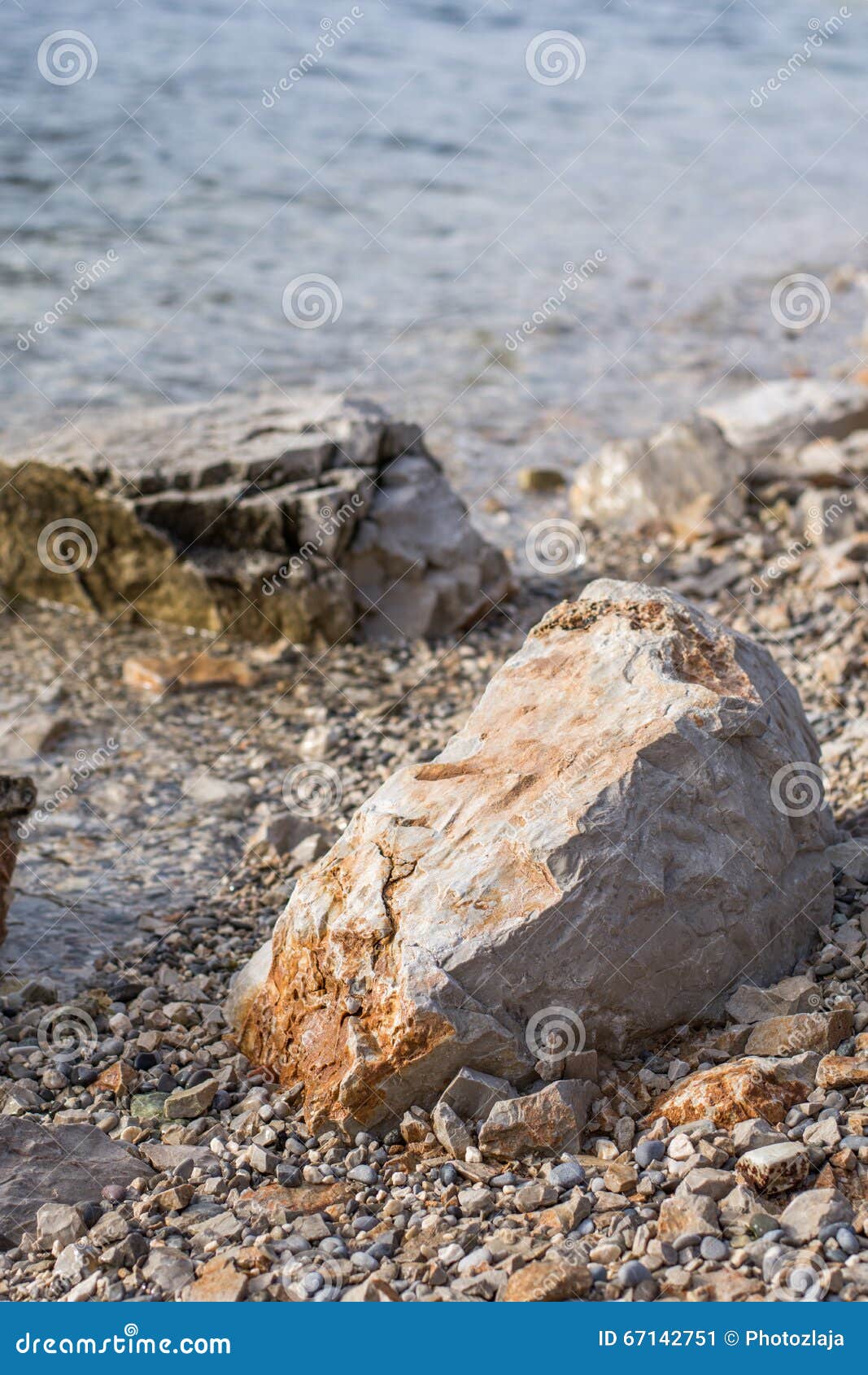 Big Rocks on the Beach with Sea Waves Stock Image - Image of scene ...