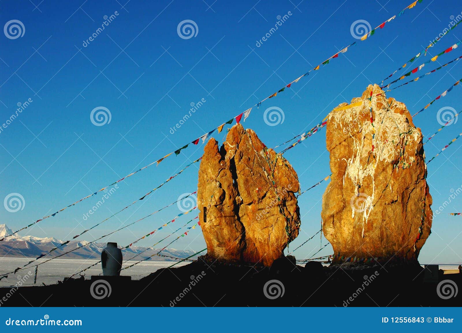Big Rocks with Prayer Flags in Tibet Stock Image - Image of highland ...