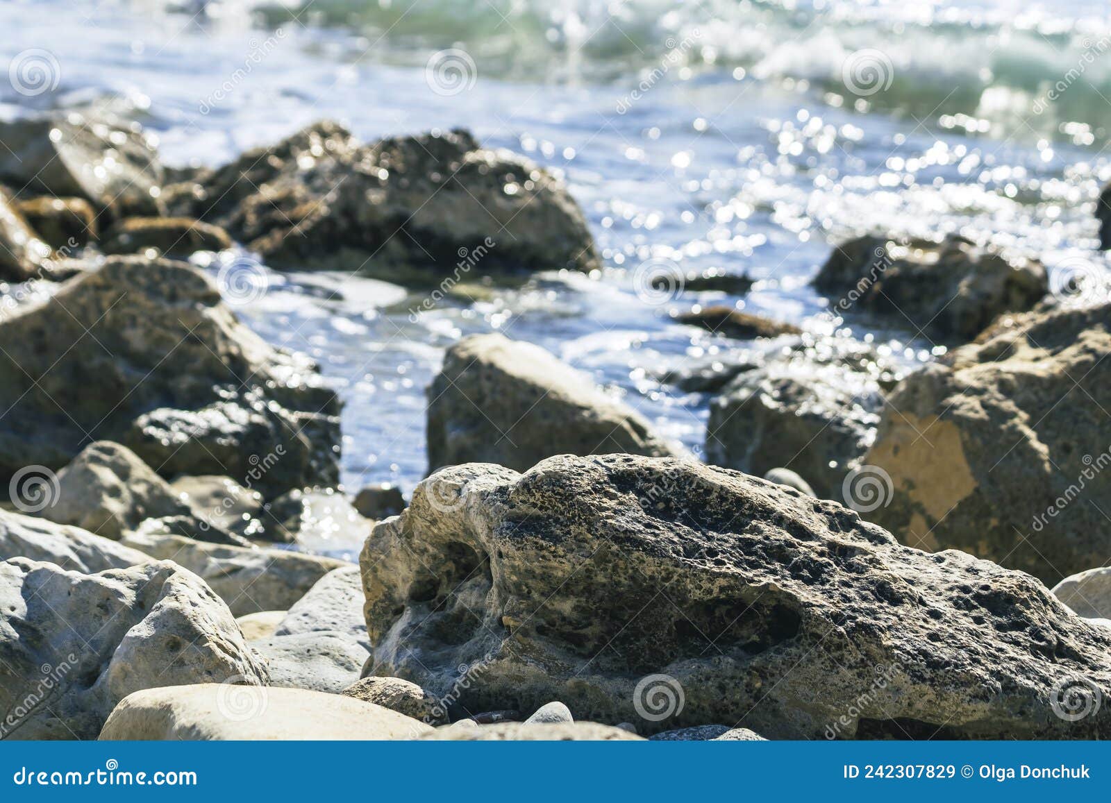 Big rocks on sea beach stock image. Image of bokeh, nature - 242307829