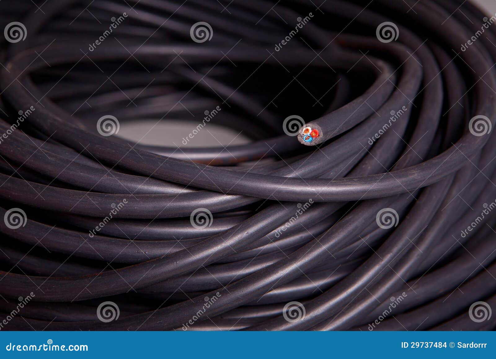 Roll of a Black Power Cable Stock Photo - Image of roll, closeup: 29737484