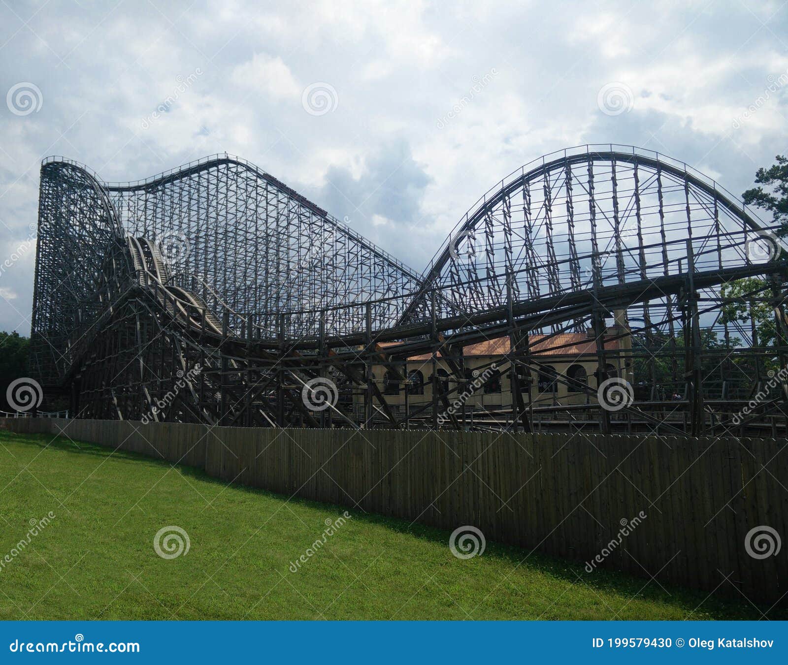 Big Roller Coaster In An Amusement Park. High- Speed Attraction On The ...