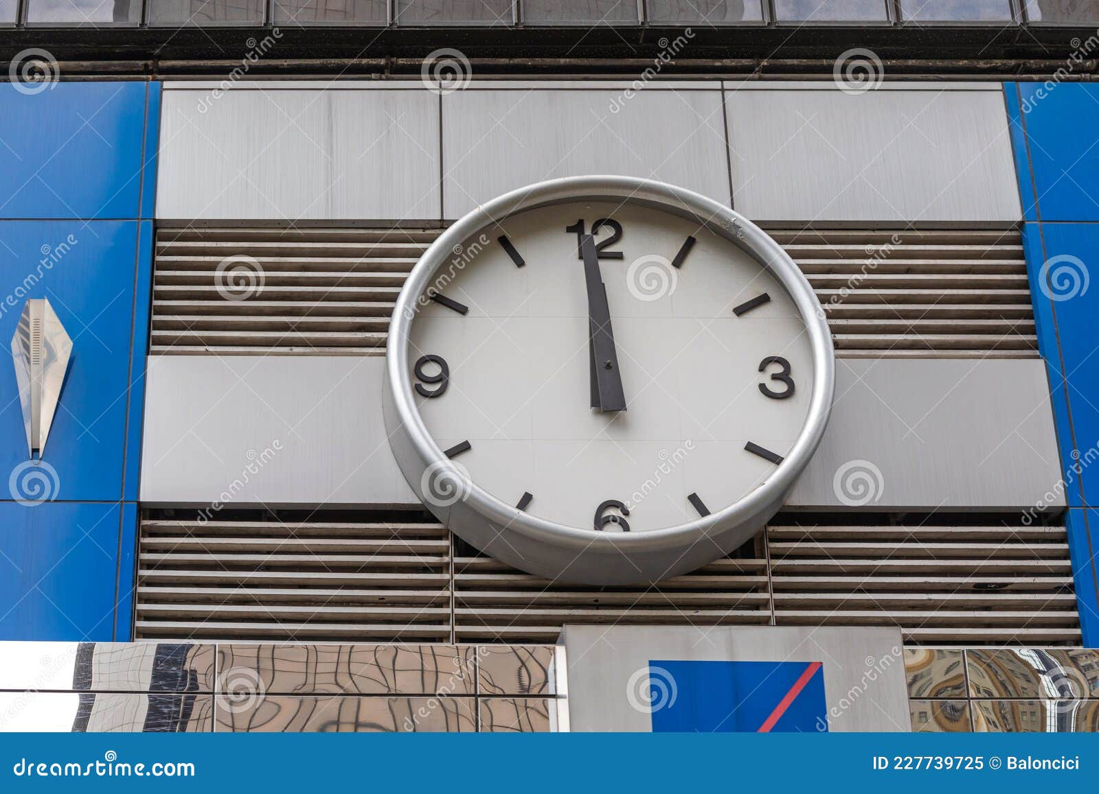 Noon Clock stock image. Image of twelve, numbers, public - 227739725