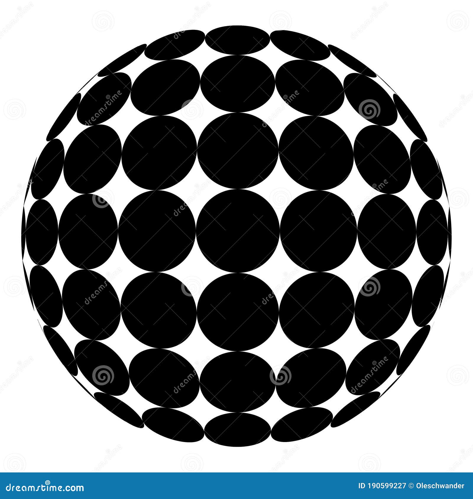 Big Round Sphere Created Out of Black Dots Isolated on White Background ...