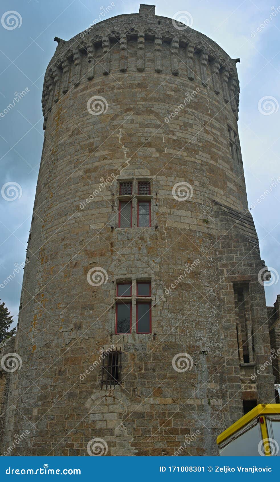 Big Round Stone Tower at Medieval Fortress Stock Image - Image of ...