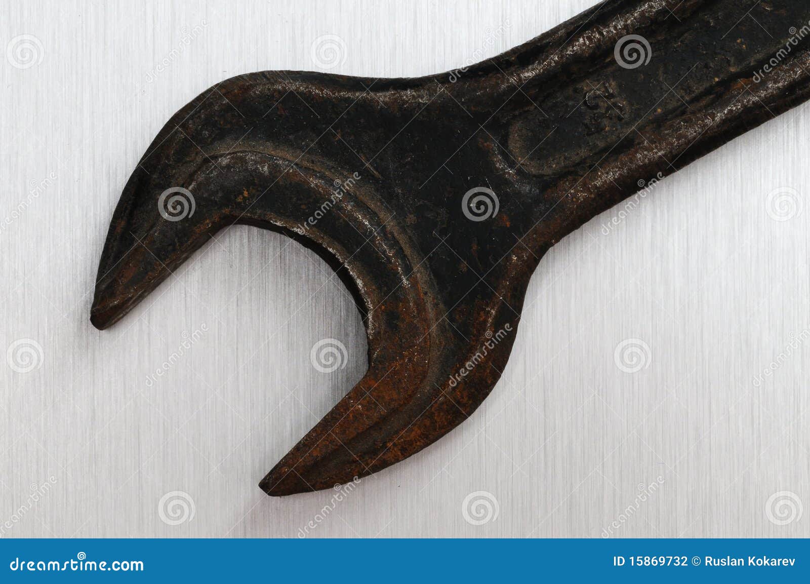 Big rusty wrench. stock photo. Image of spanner, iron - 15869732