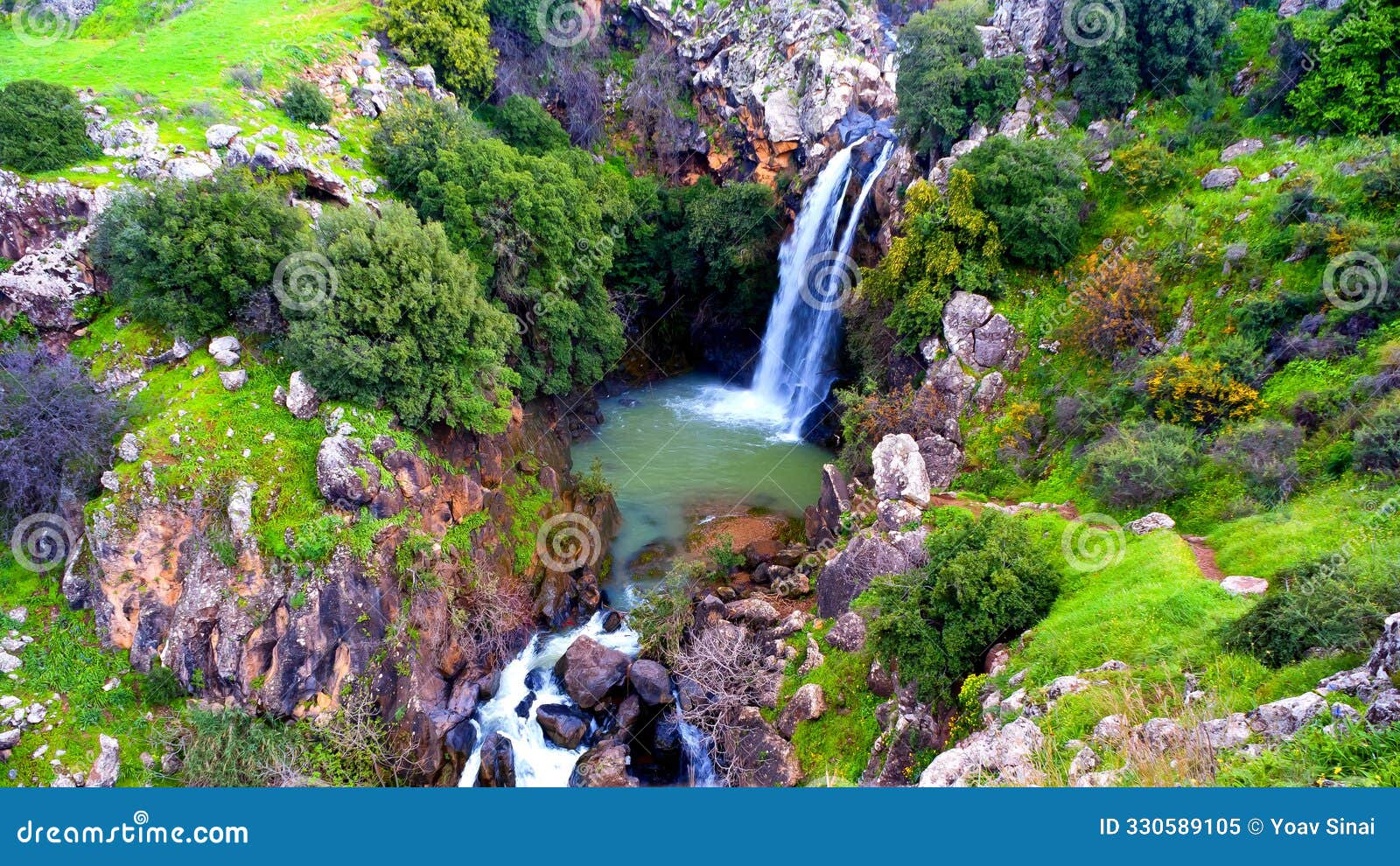 The Big Saar Waterfall in the Golan Heights, Northeast Israel Stock ...