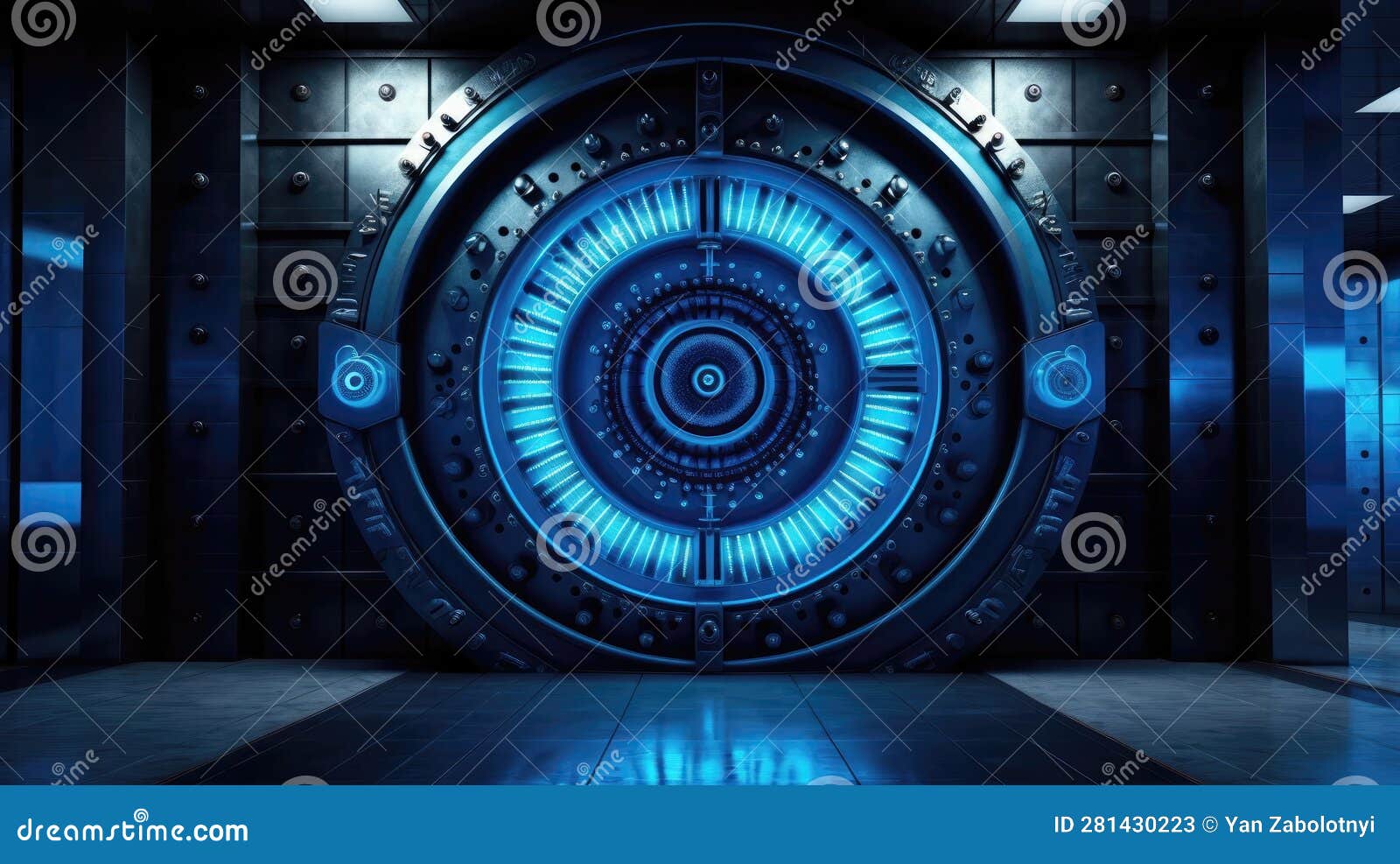 Big Safe Deposit Biometric Authentication Eye Scanning Blue Black ...