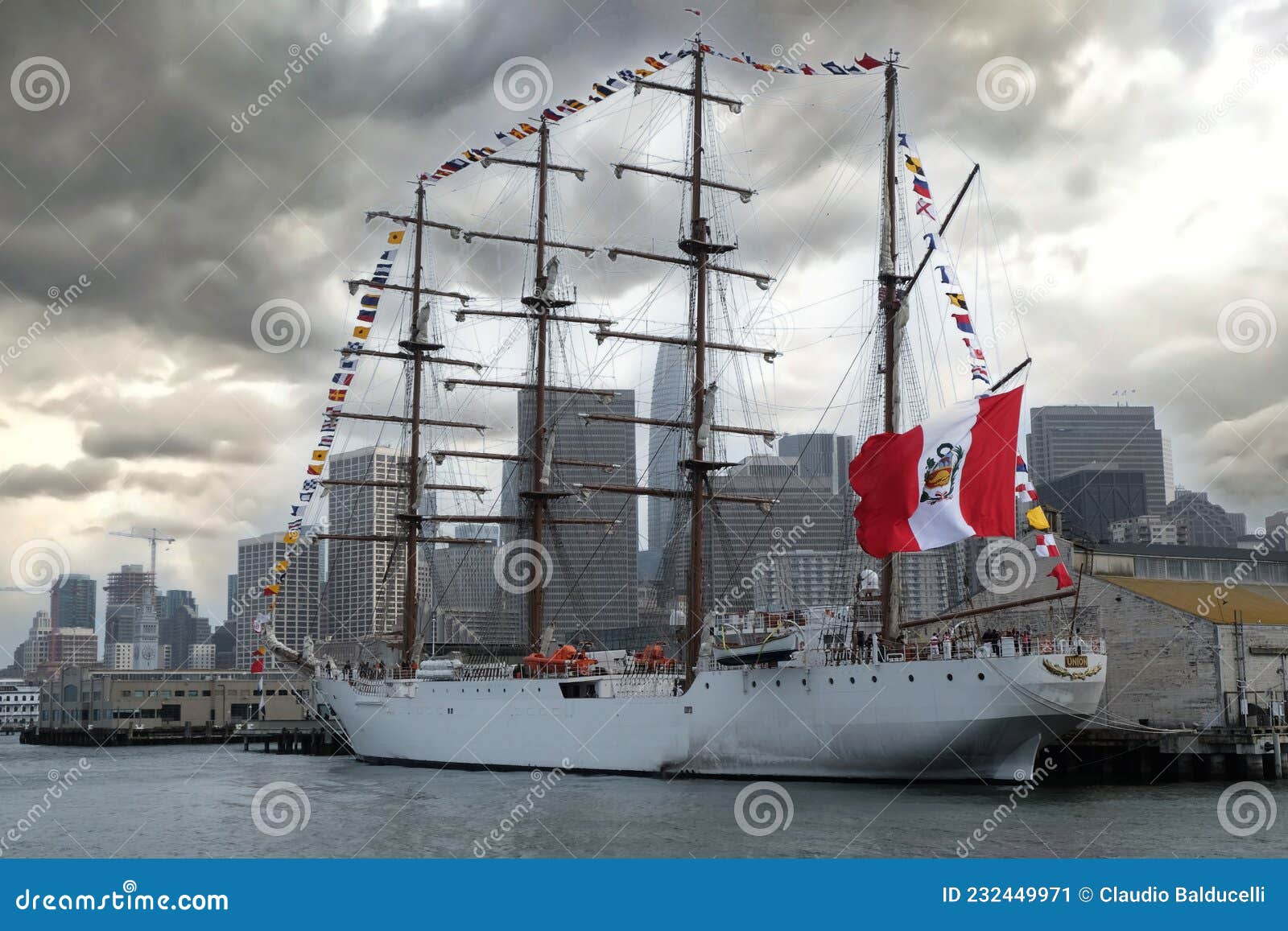Big Sailing Ship Moored in Front of San Francisco Editorial Photo ...